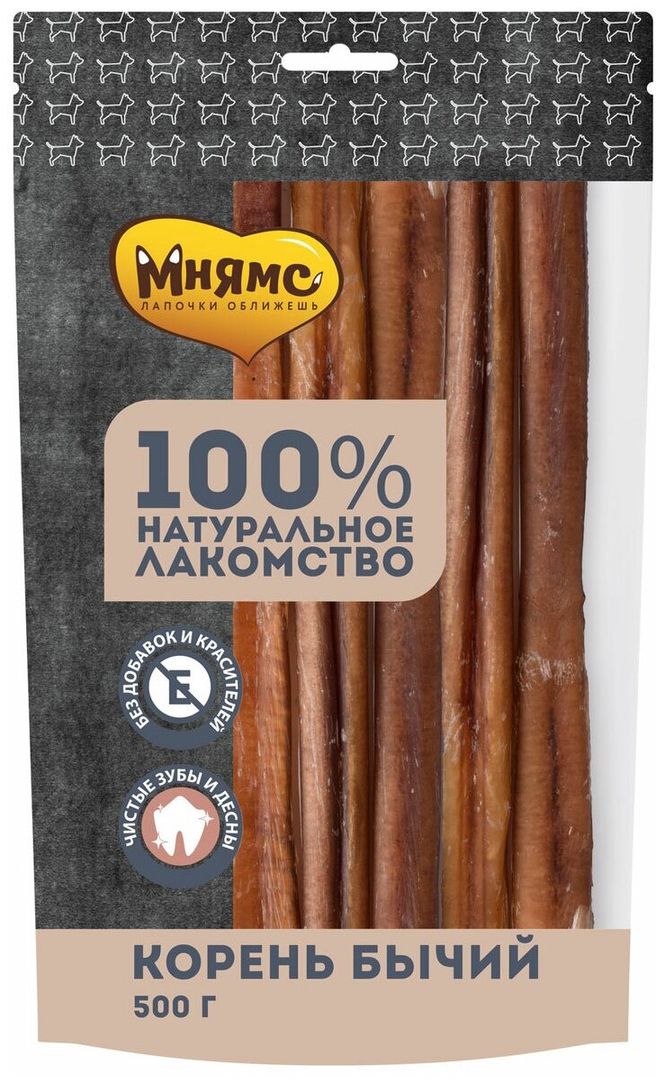 Лакомство мнямс для собак корень бычий сушеный 500 гр (1 шт)