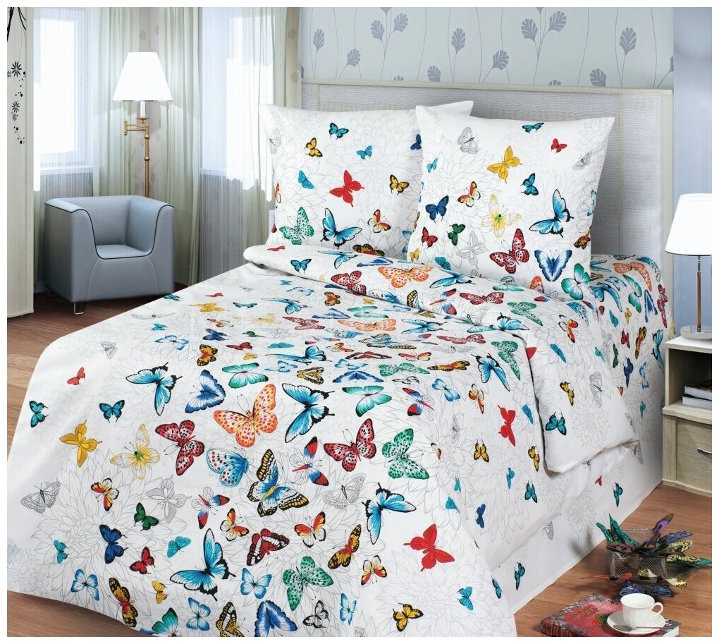ЛайтПостель комплект постельного белья с простынью на резинке "Бабочки-2", размер 70х160 см.