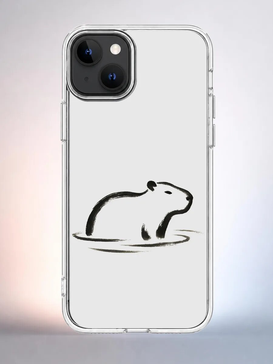 Чехол iPhone 13 капибара кистью силиконовый
