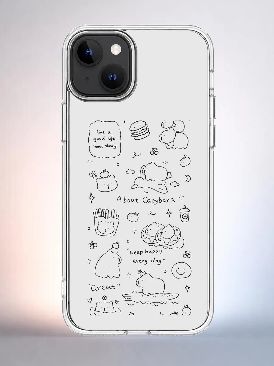 Чехол iPhone 13 капибара паттерн about силиконовый