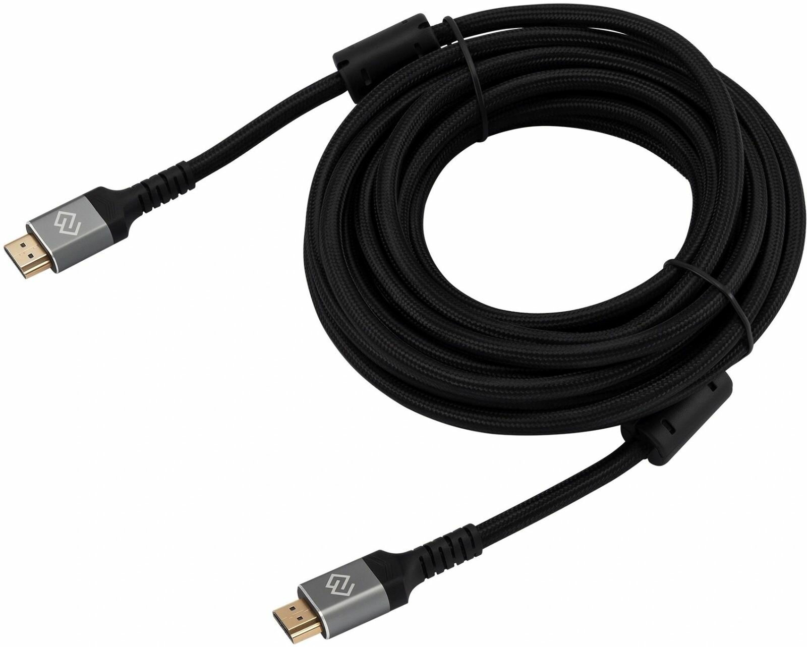 Кабель аудио-видео DIGMA HDMI m - HDMI m, 5 м, ферритовые кольца, позолоченные контакты, черный (D-HDMI-2FF-V2.1-5M)