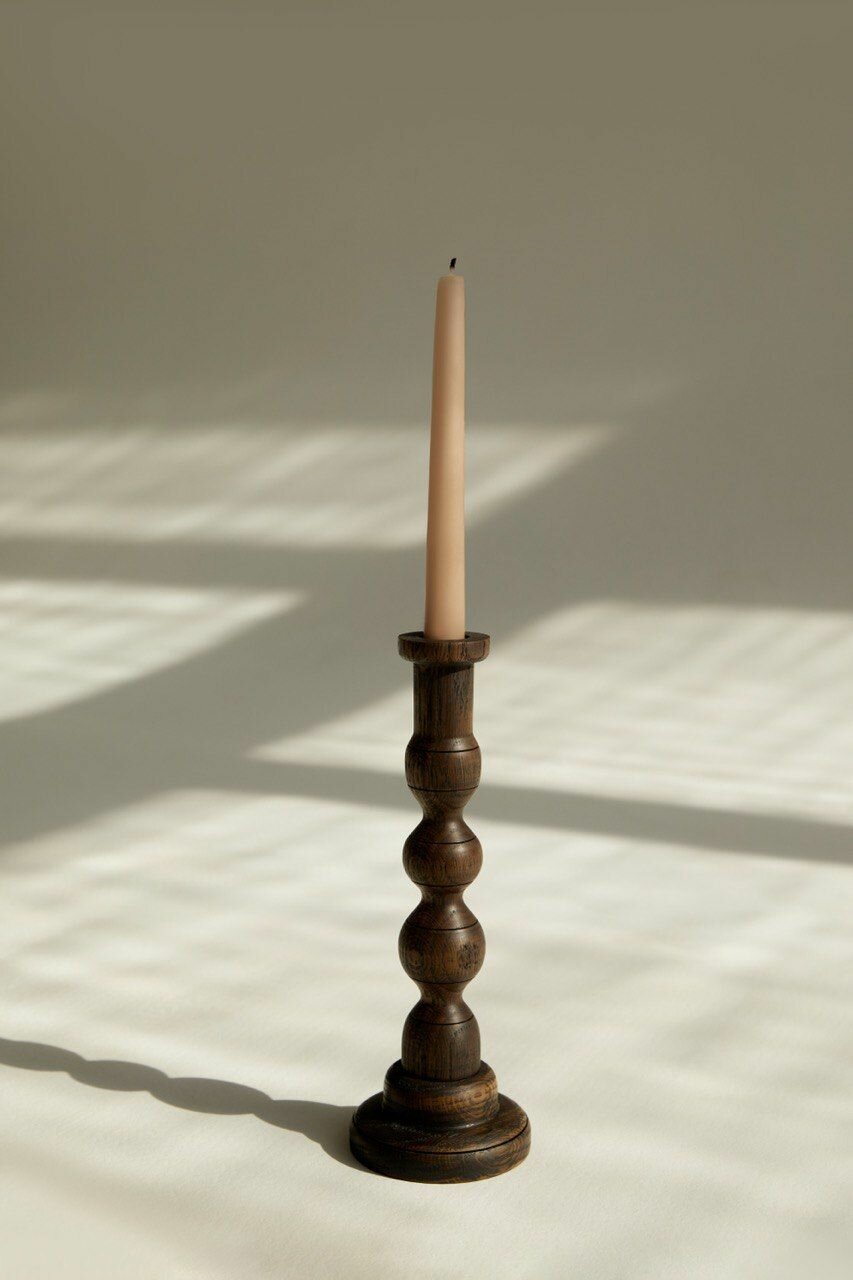 Подсвечник Луна деревянный ПаLка - цвет Уголь