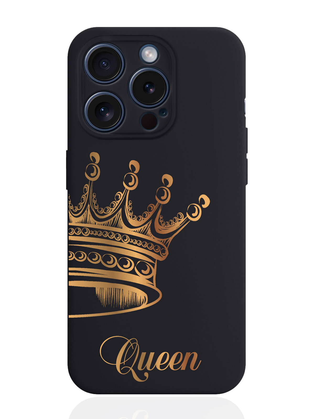 Чехол для смартфона iPhone 15 Pro черный силиконовый Парный чехол корона Queen