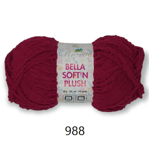 Пряжа "BELLA SOFT N PLUSH" 100% Полиамид, 50гр/105м, (988- Рубин) 1 упаковка (10 мотков)