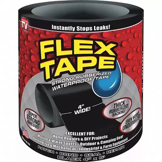 Сверхсильная клейкая лента Flex Tape / Черная / 10 см.