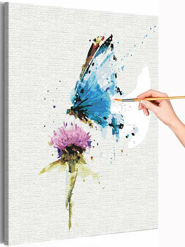 Бабочка и цветок / Полет Раскраска картина по номерам на холсте с неоновой краской 30х40