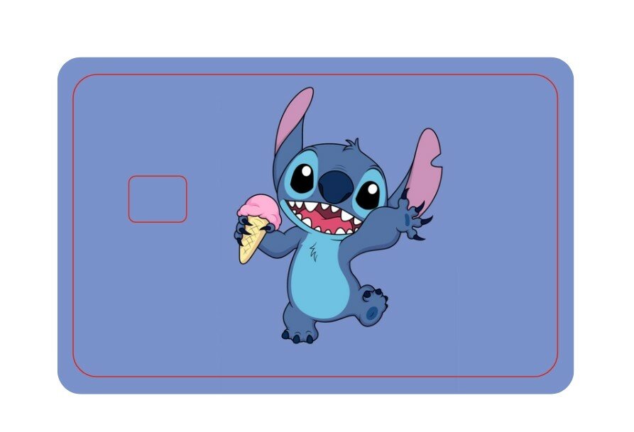 Наклейка на банковскую карту, стикер на карту, маленький чип, мемы, приколы, комиксы, стильная наклейка, Стич, Stitch
