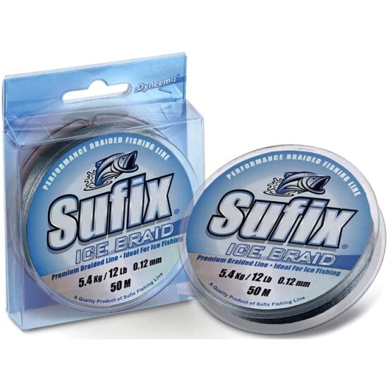 Плетеный шнур зимний Sufix Ice Braid серый 50м 0.18мм 9,1кг
