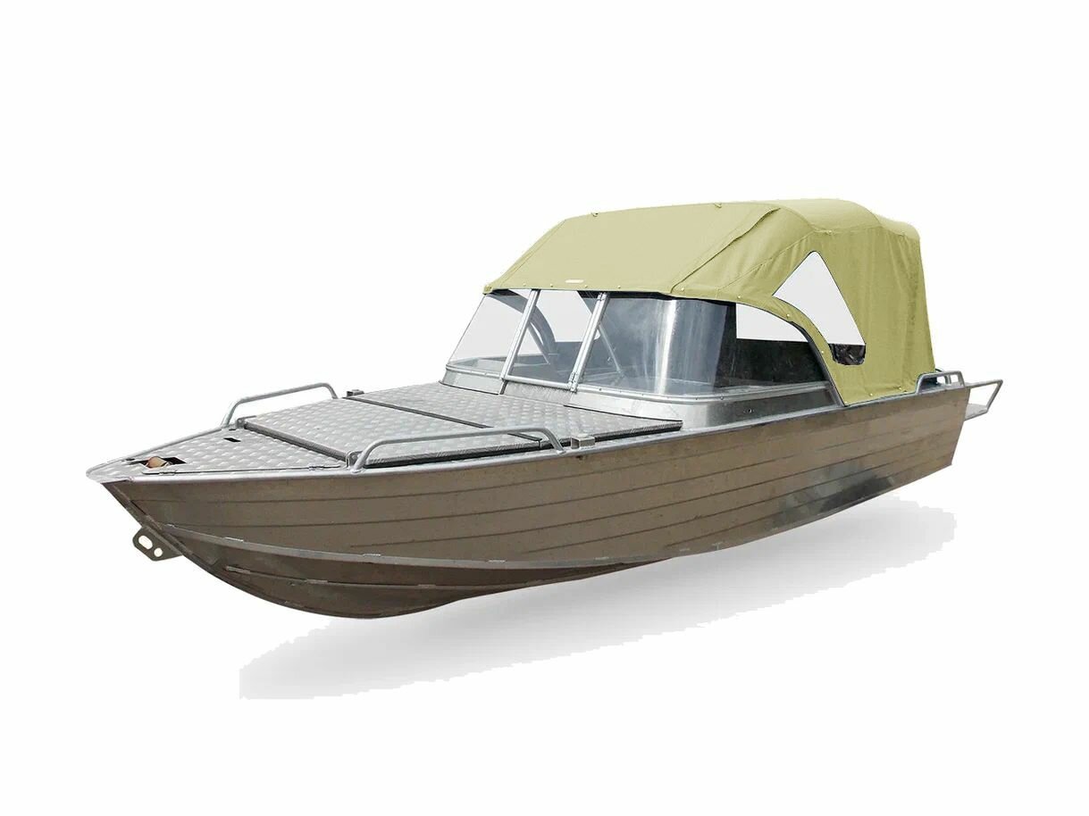 Wyatboat-460 DCM / Вятбот-460 ДЦМ. До рестайлинга. Тент с дугами с креплениями на штатное стекло