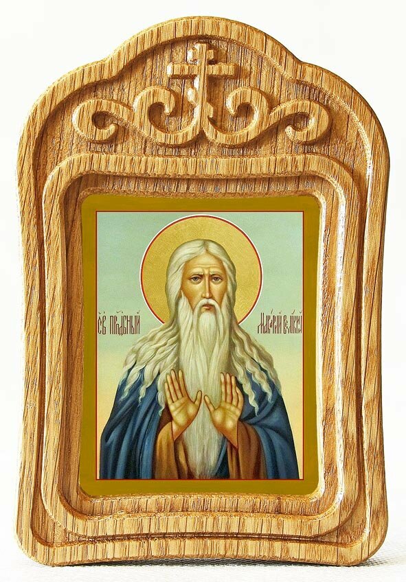 Преподобный Макарий Великий, Египетский, икона в резной деревянной рамке