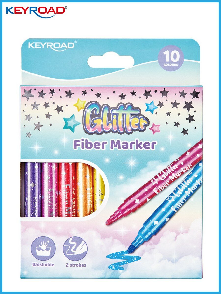 Фломастеры с блестками для рисования 10 цв детские