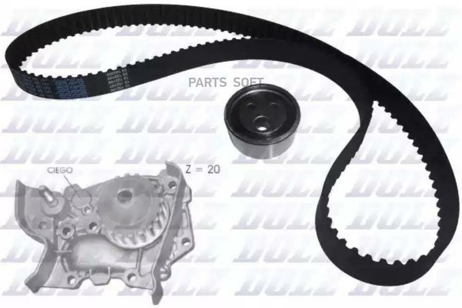 DOLZ KD017 Комплект ГРМ с водяной помпой (помпа ремень ролик) RENAULT CLIO KANGOO MEGANE 1.4 ()