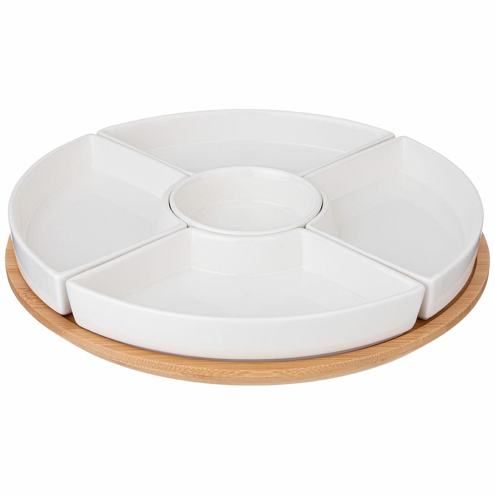 Менажница lefard native 5 секций на дерев. подставке 28*5,6 см KSG-263-1350