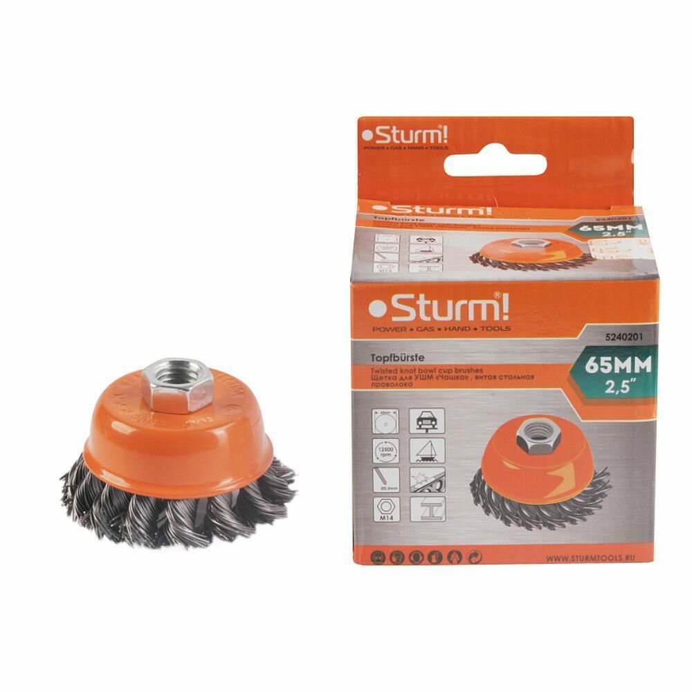 Корщетка-насадка для УШМ, М14, D65мм Sturm! 5240201