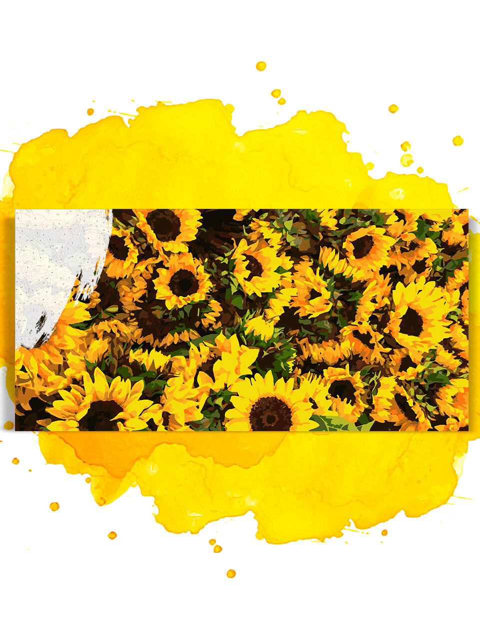 Картина по номерам на холсте Подсолнухи под солнышком, 30 х 60 см