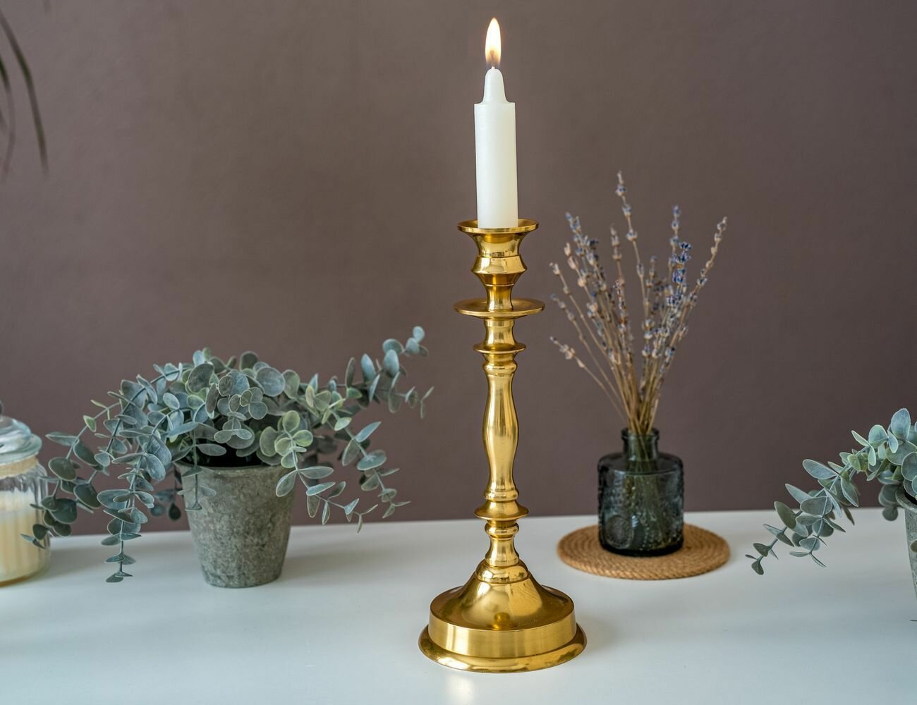 Канделябр брилларе (медиум), под одну свечу, золотой, 26 см, Koopman International A06931900