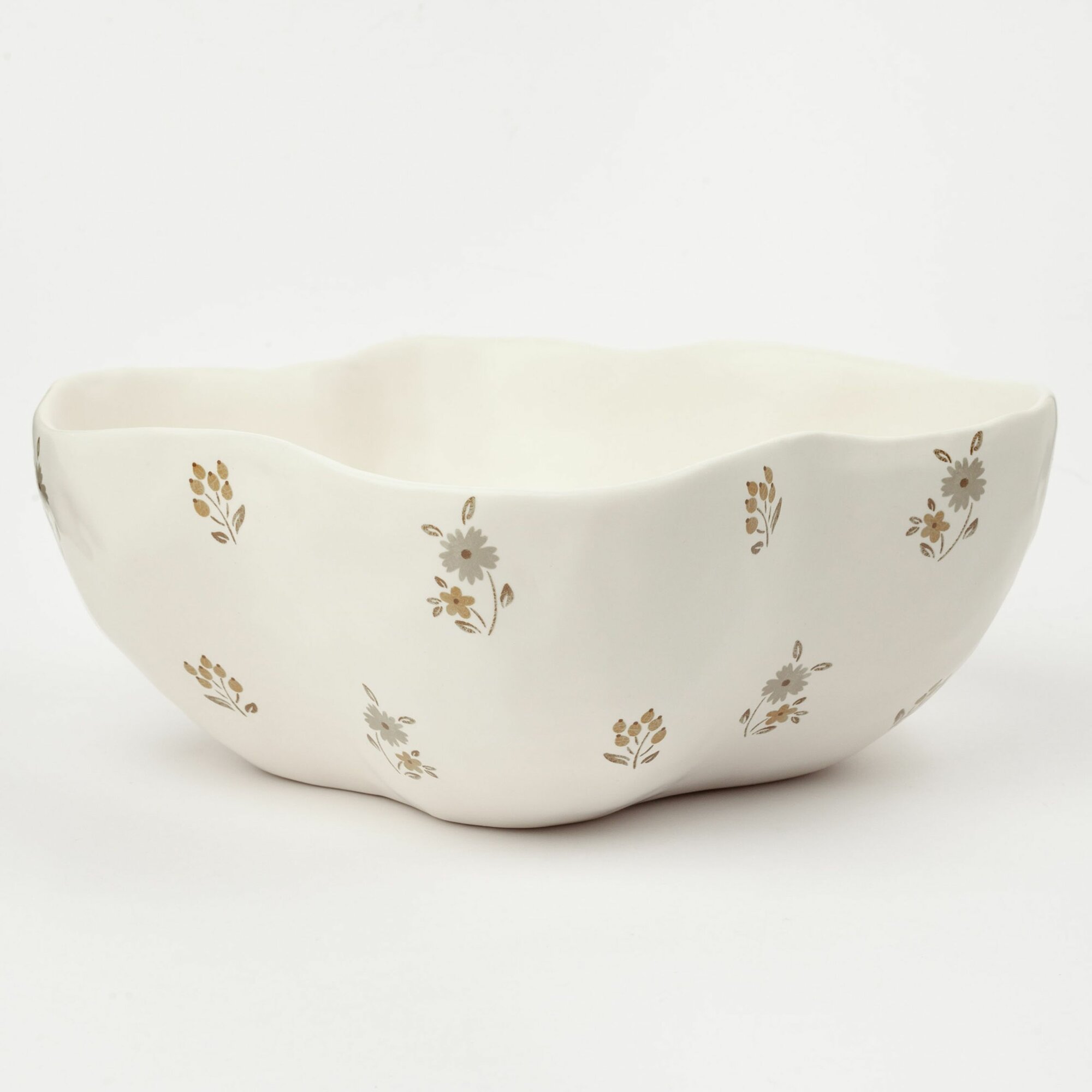 Салатник, 21х8 см, 850 мл, керамика, молочный, Винтажные цветы, La flore, Kuchenland