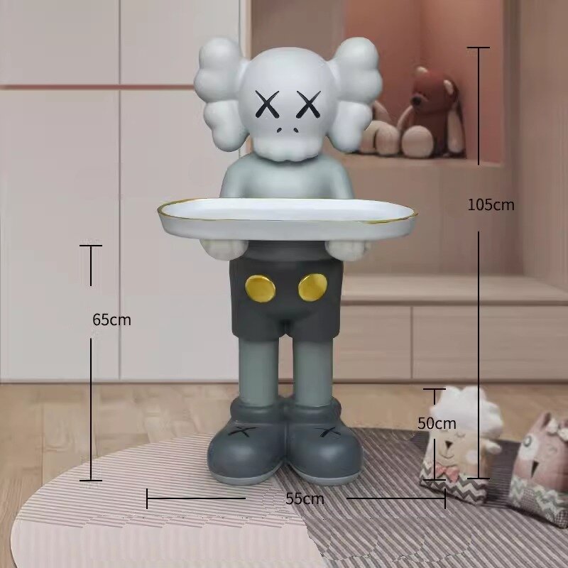 Кофейный столик в виде декоративной статуэтки KAWS (серый большой 55*50*105 см)