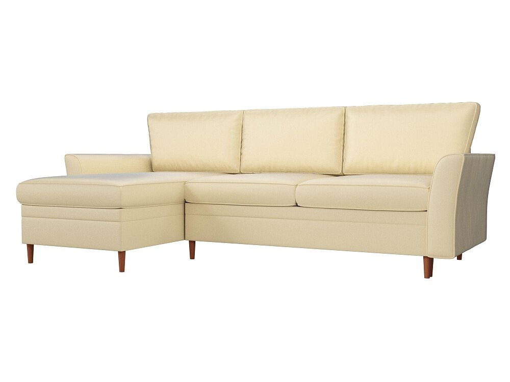 Угловой диван София Бежевый Экокожа Левый, пантограф (тик-так), 228х150х90 см, с ящиком для белья