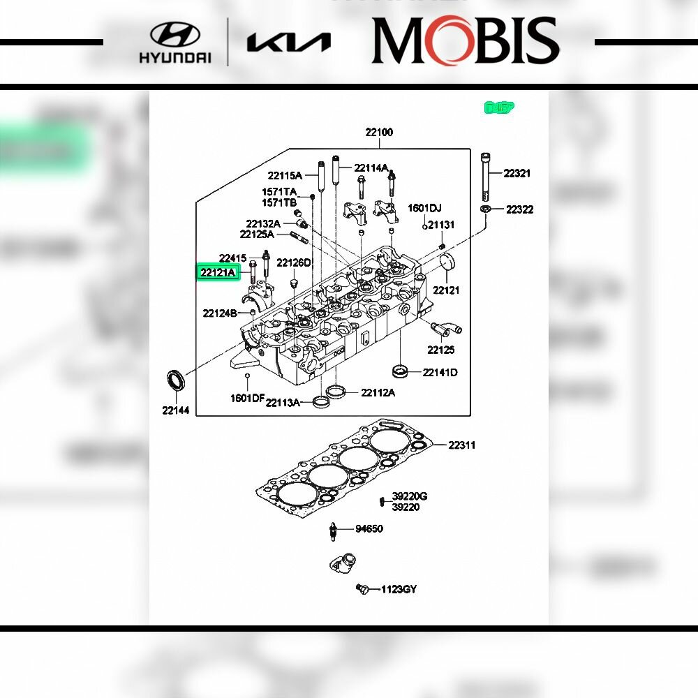 Болт бугеля распредвала 111 шт. для Hyundai H-1 Grand Starex 2002-, H-100 Porter 2006-, H350 2014-2018; KIA Bongo-3 2006-2016, K2500/K2700/K3000/K4000, Sorento (BL) 2002-2008 / арт. 221224A000 / бренд MOBIS