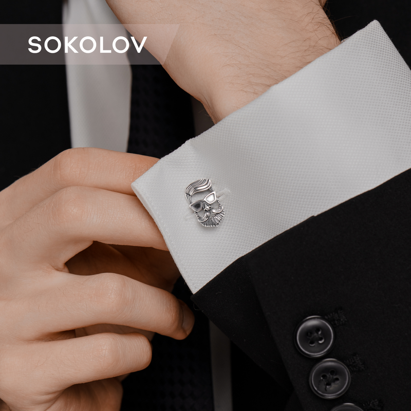 Запонки, серебро, 925 проба, чернение