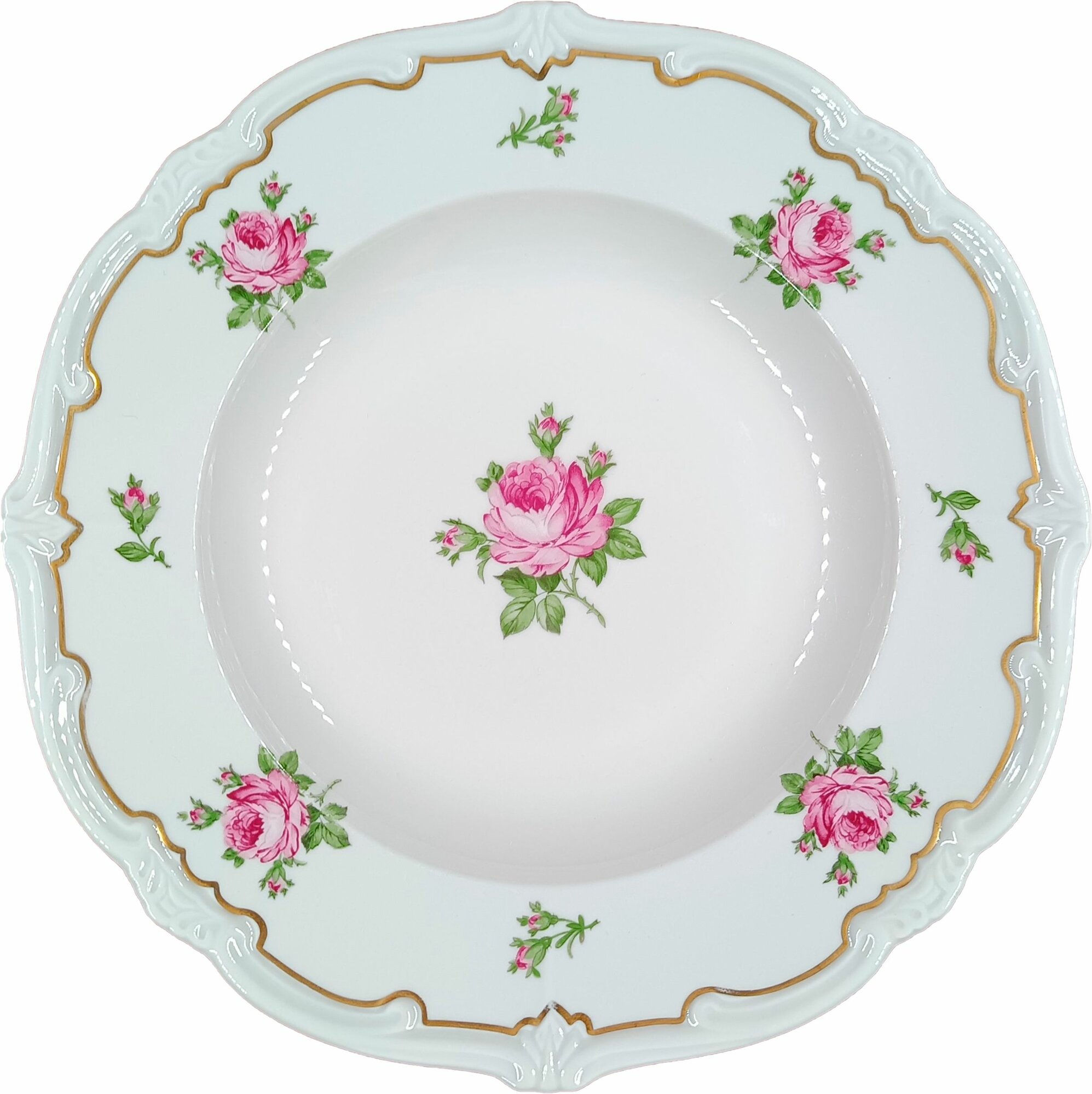 Набор тарелок винтажных глубоких сервиза "Katharina" AAC, 4 шт, 25 см, 40-50-е, Weimar