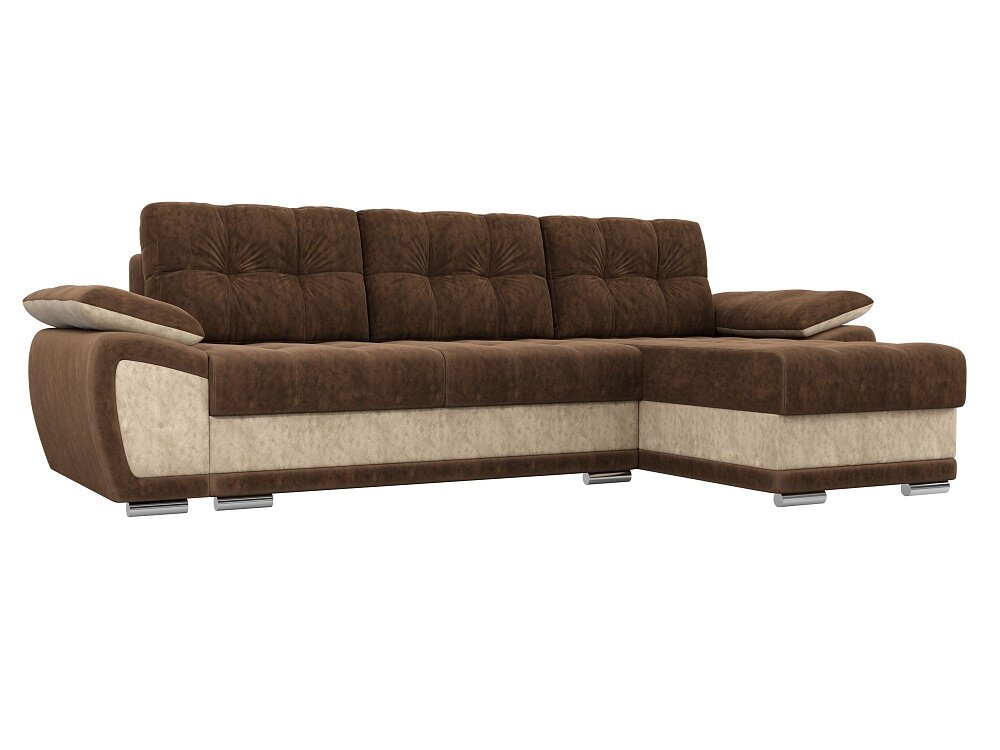Угловой диван Нестор Коричнево-Бежевый, еврокнижка, 280х160х95 см, с ящиком для белья