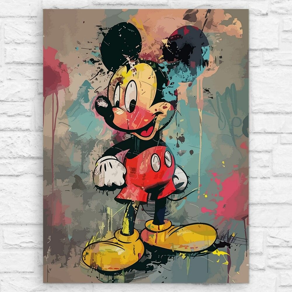 Картина по номерам на холсте Микки Маус (мультфильм, Mickey Mouse, граффити) - 15188 В 60x80