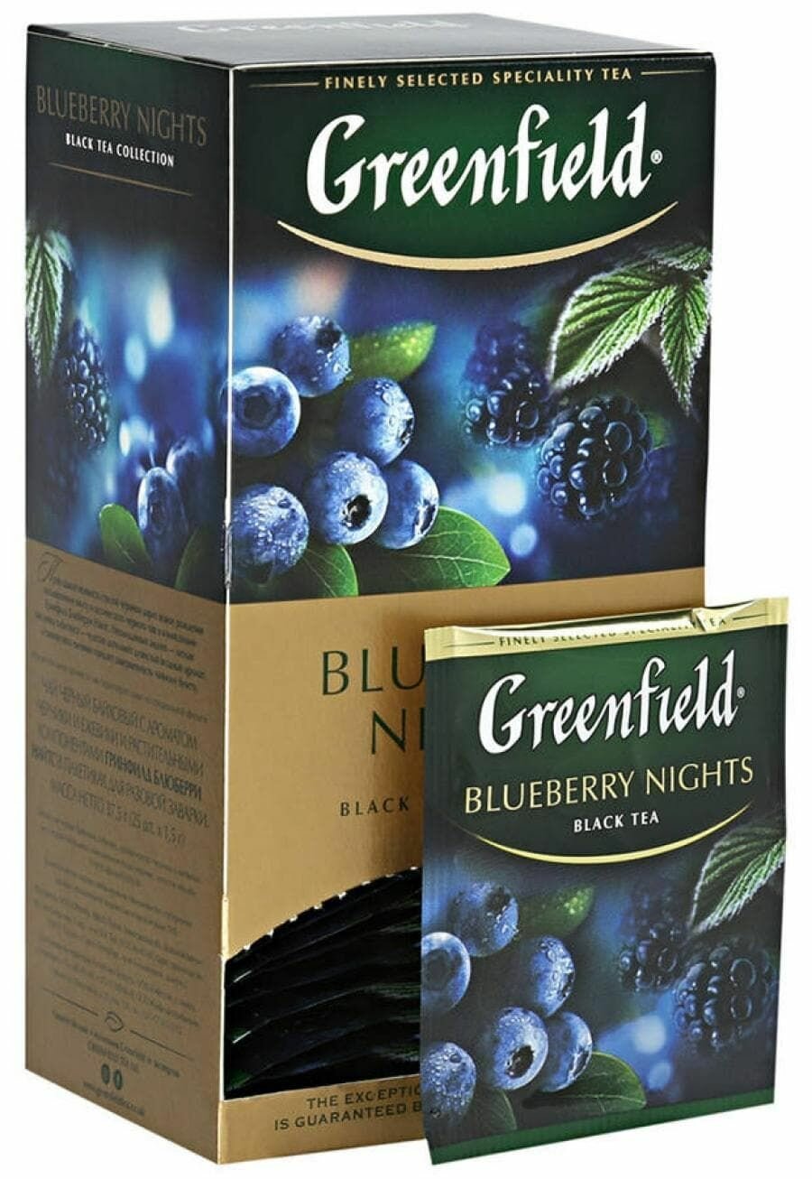 Greenfield Чай черный Blueberry Nights, 25 пакетиков по 1,5 г
