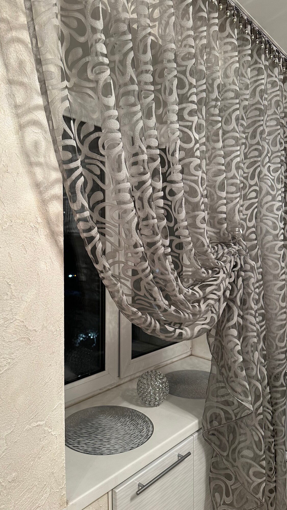 Тюль органза серая дымка, ширина 5м, высота 2,7м