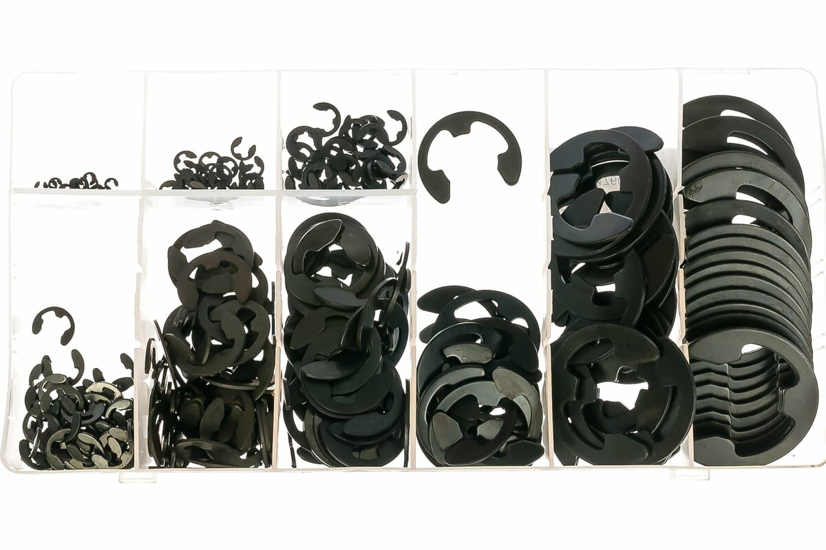 СИБРТЕХ Набор стопорных колец D 1,5 - 22 мм, 300 шт, 47601, полный комплект