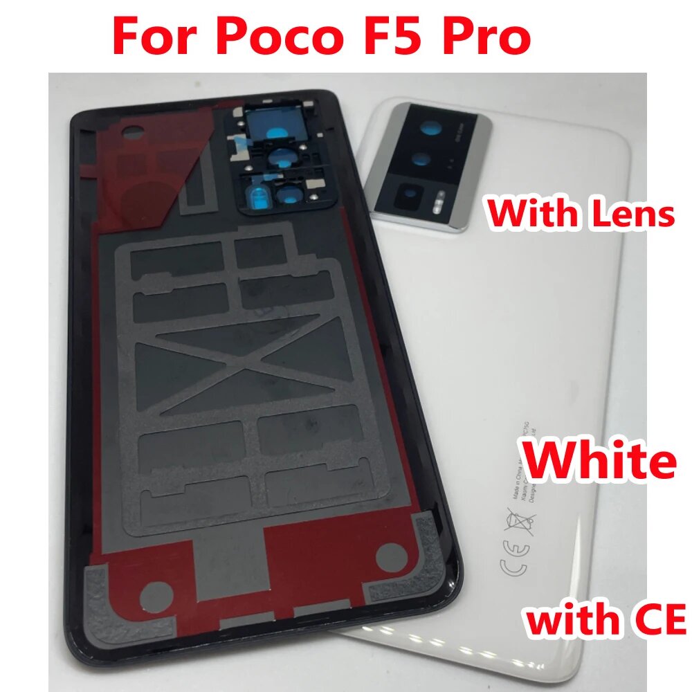 Задняя крышка для Xiaomi Poco F5 Pro White With Lens