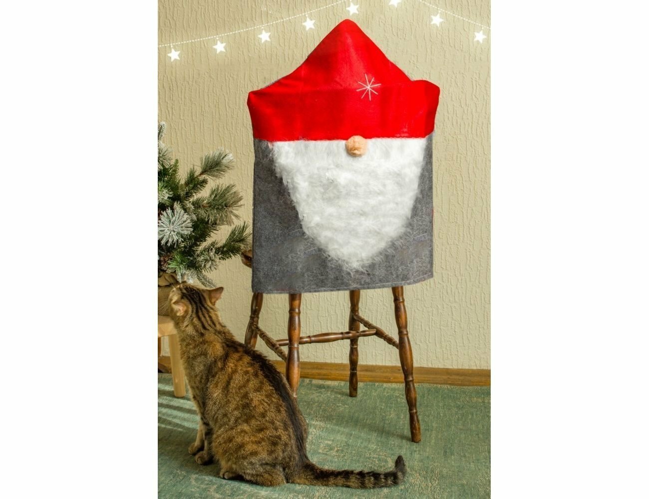 Новогодний чехол для стула в красной шапке, фетр, 50х60 см, Koopman International