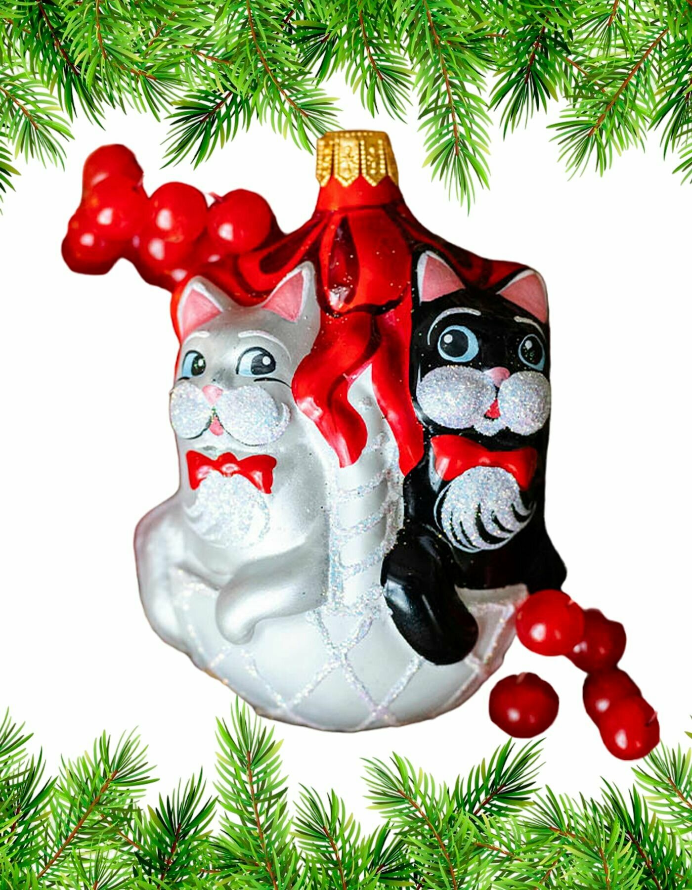 Игрушка на елку Фигурка "Коты в корзине"