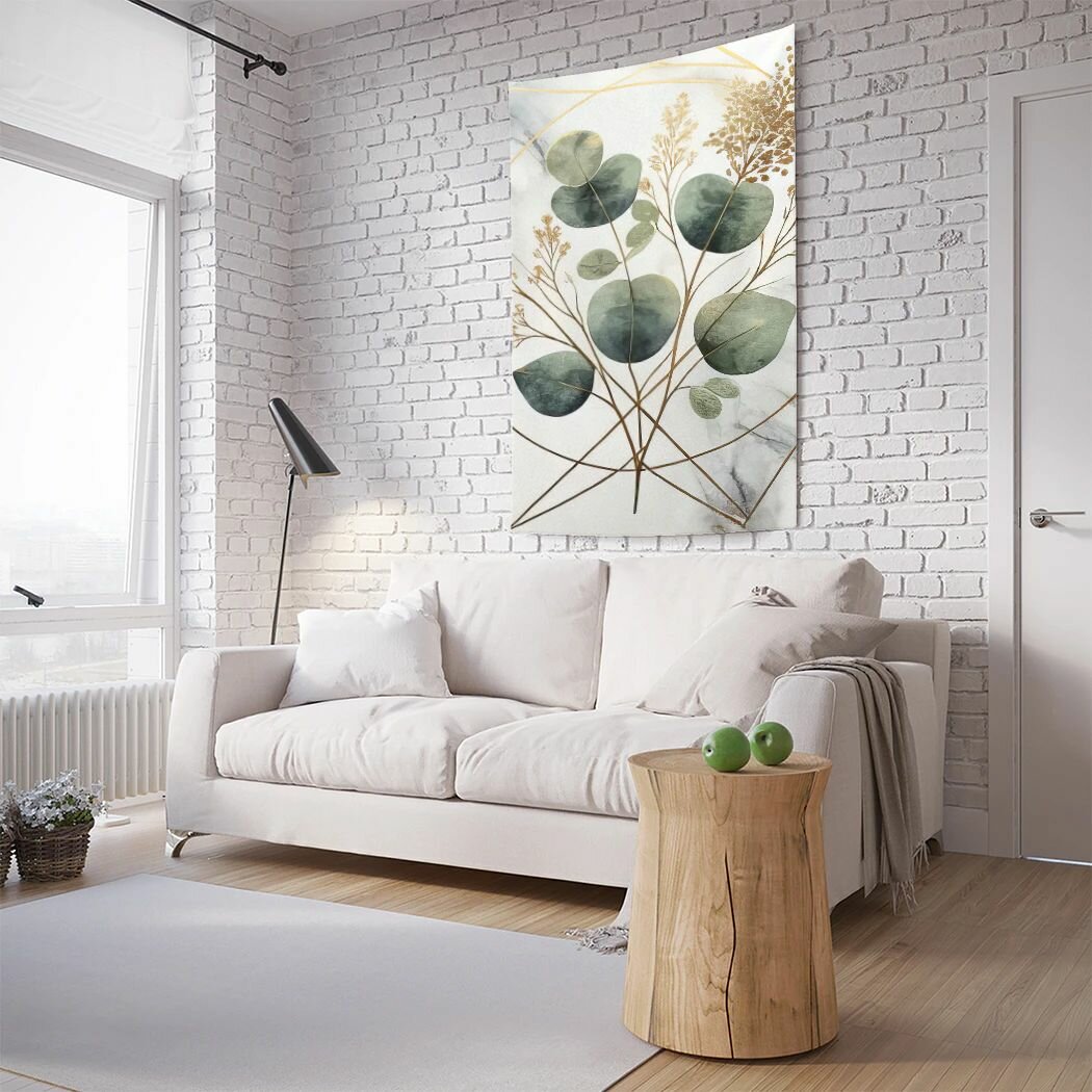 Вертикальное фотопанно на стену JoyArty "Сухоцветы в мраморе", из ткани, 150х200 см