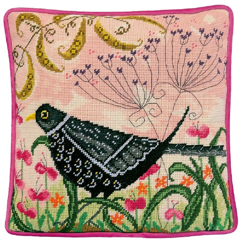 Набор для вышивания Bothy Threads #TLH1 Подушка "Blackbird Tapestry", Гобелен, 35.5 x 35.5 см