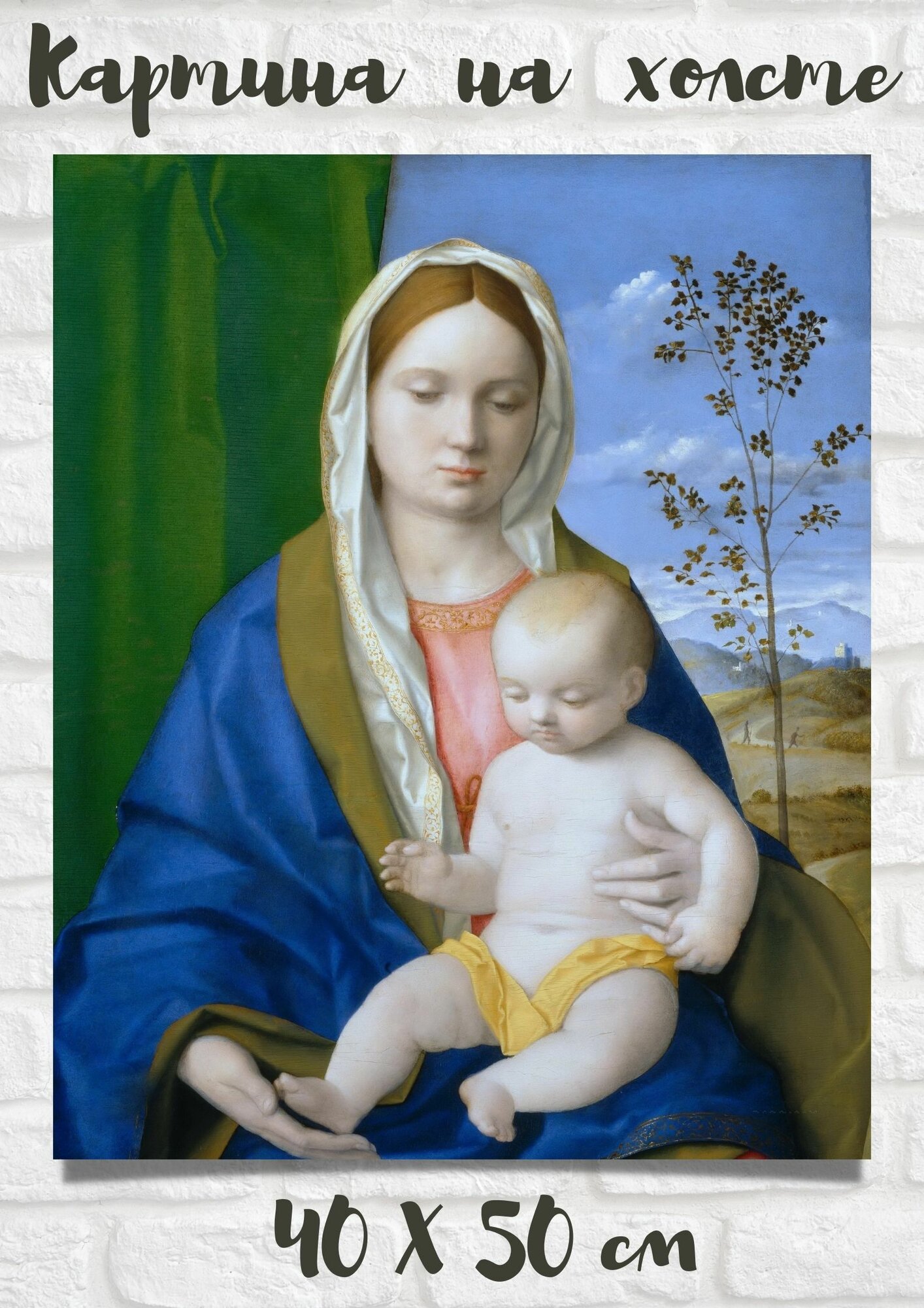 Картина на холсте "Джованни Беллини - Мадонна с Младенцем" 40 на 50