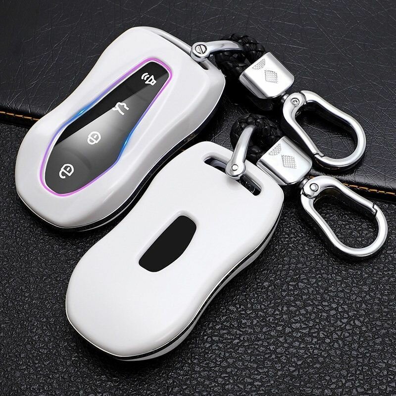 Чехол на ключ Geely Atlas Pro, Tugella / Джили Атлас Про Plastic white