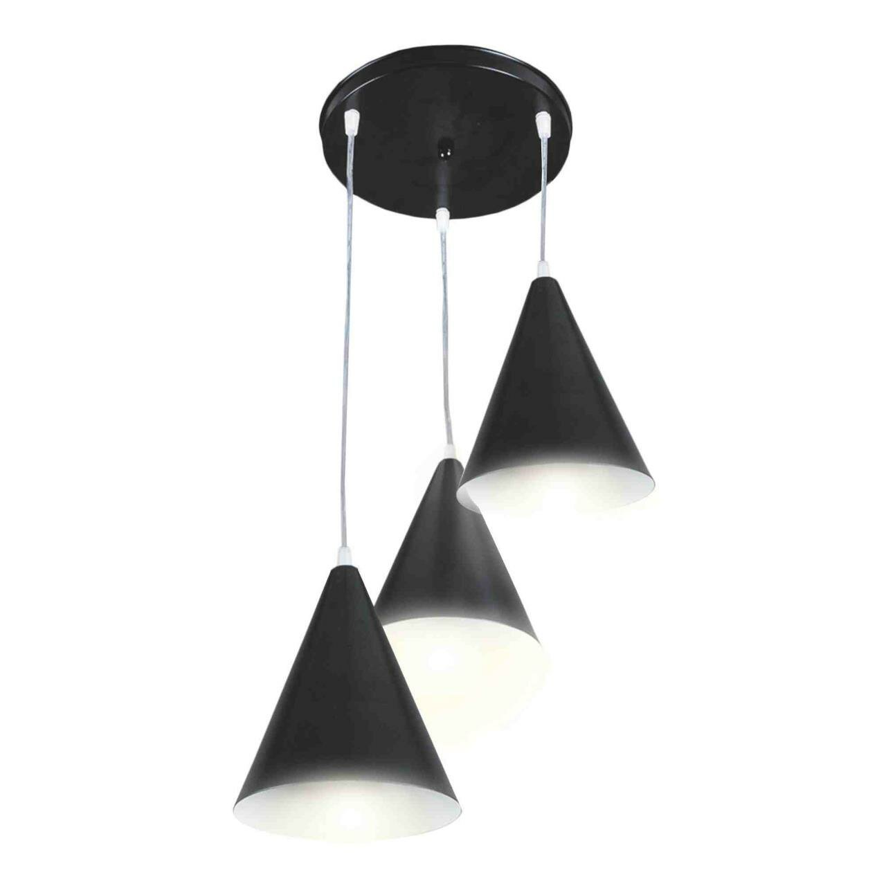 14-44 Светильник декоративный, подвесной, "Ляфамий", металлический, 3хЕ14 40Вт, 220В, черный, шнур п