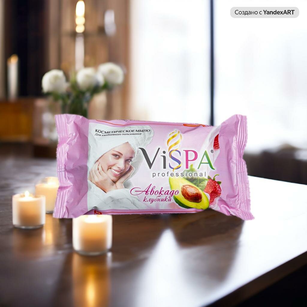 Твердое косметическое мыло "Авокадо и клубника" от бренда "VISPA" весом 170 грамм