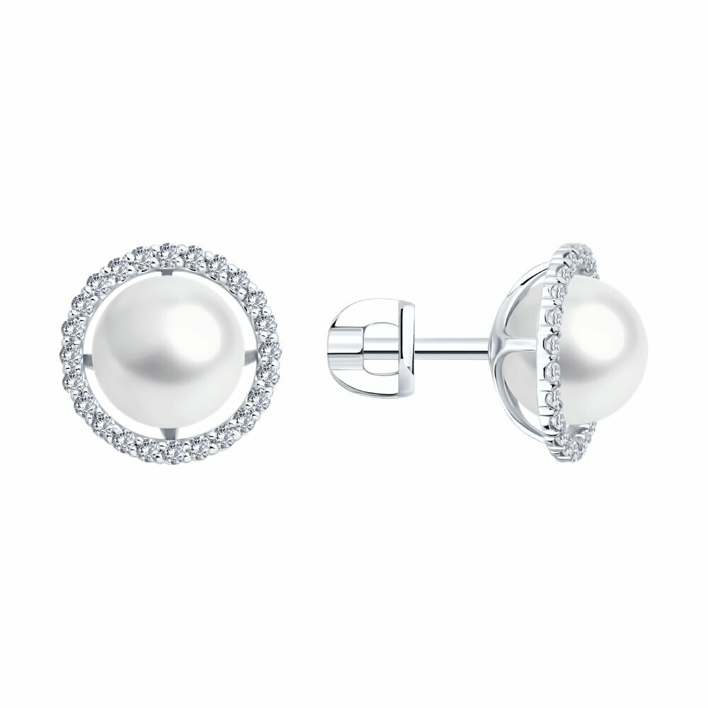 Серьги, белое золото, 585 проба