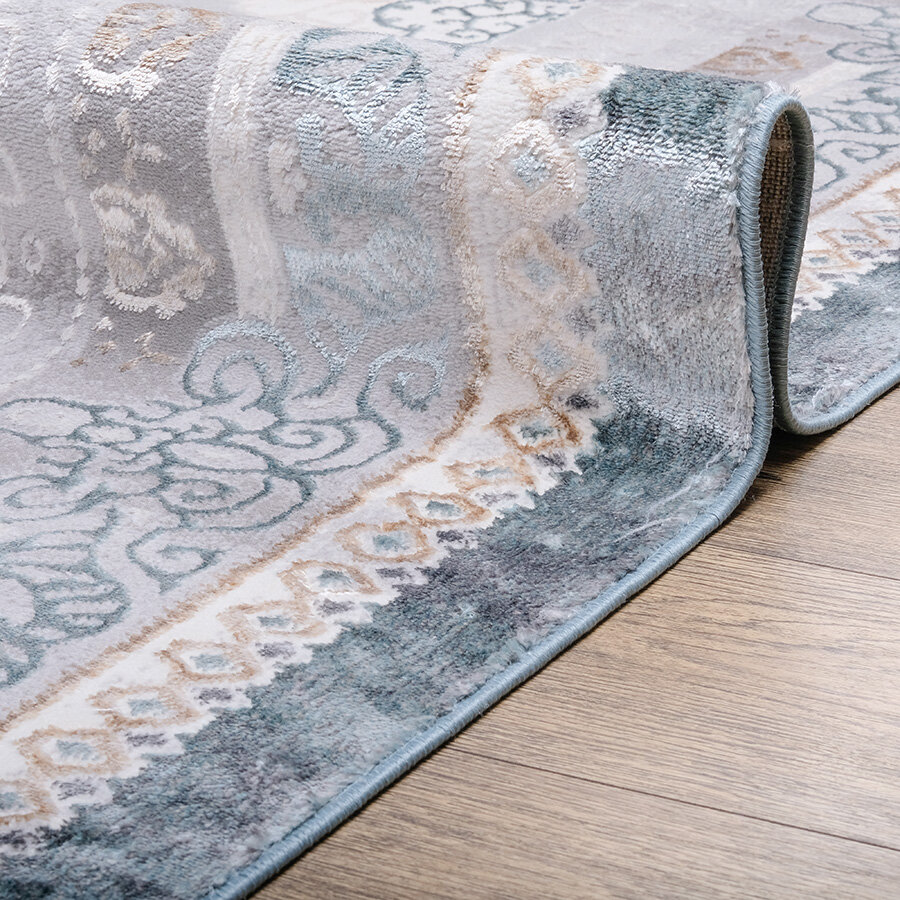 Ковер, Прямой, Серый, Голубой, Бежевый, Классический, на пол, в гостиную, спальню, в ассортименте (100 см. на 200 см.)