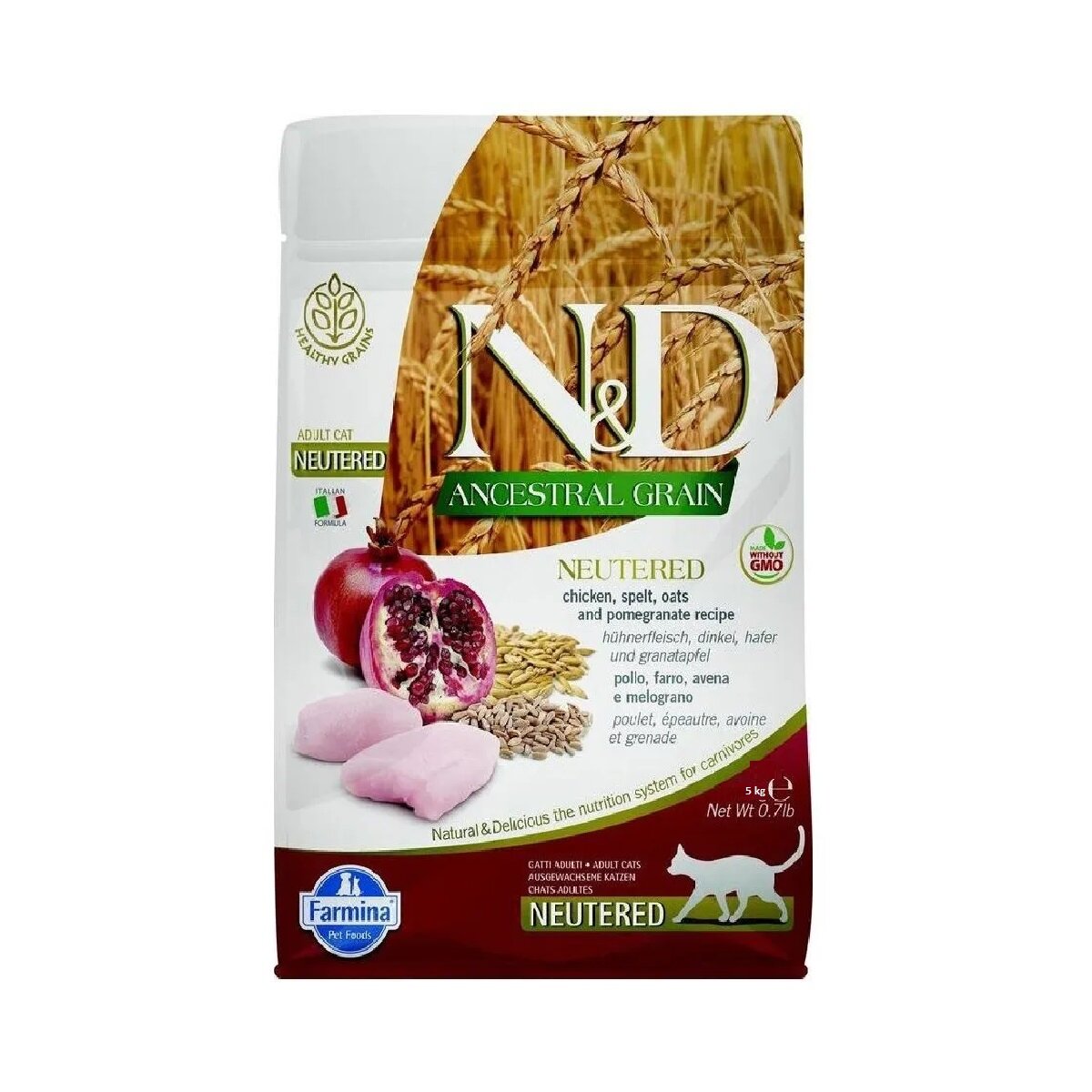 Сухой корм FARMINA ND ANCESTRAL GRAIN CAT Chicken Pomegrante Neutered для стерилизованных кошек с курицей и гранатом 5кг