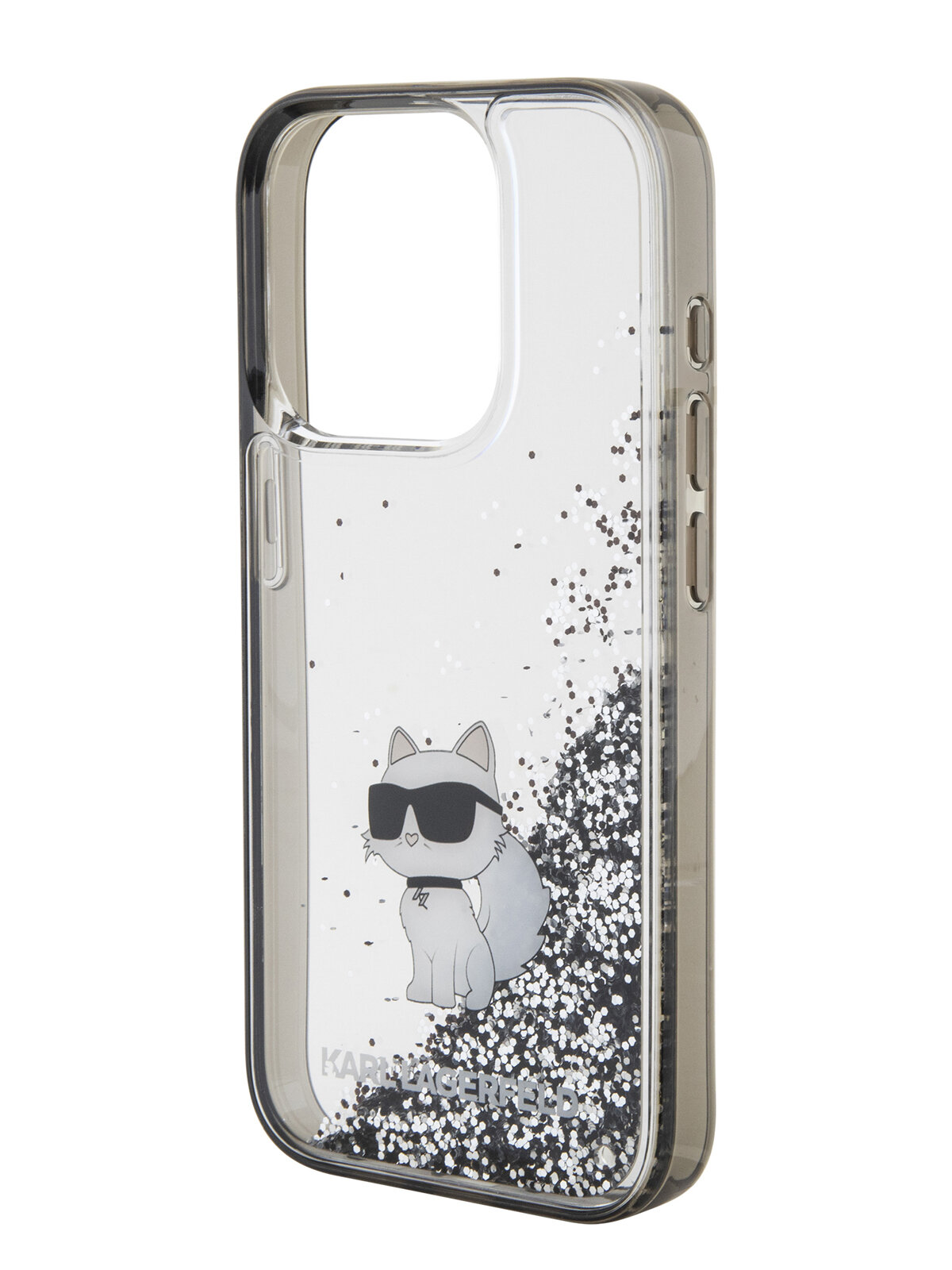 Lagerfeld для iPhone 16 Pro чехол Liquid Glitter NFT Choupette Hard Transparent/Black
