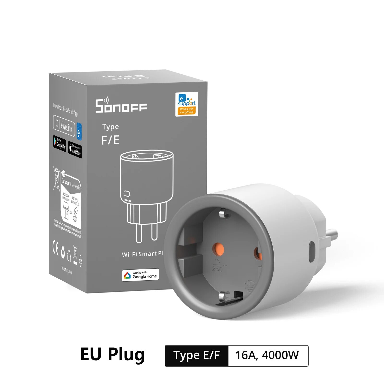 SONOFF S60 Wi-Fi умная розетка Type F/E, Цвет: S60TPF