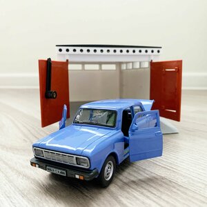 Гараж + машинка модель Москвич-2140sl (12 см, метал, инерция, 2 откр ...