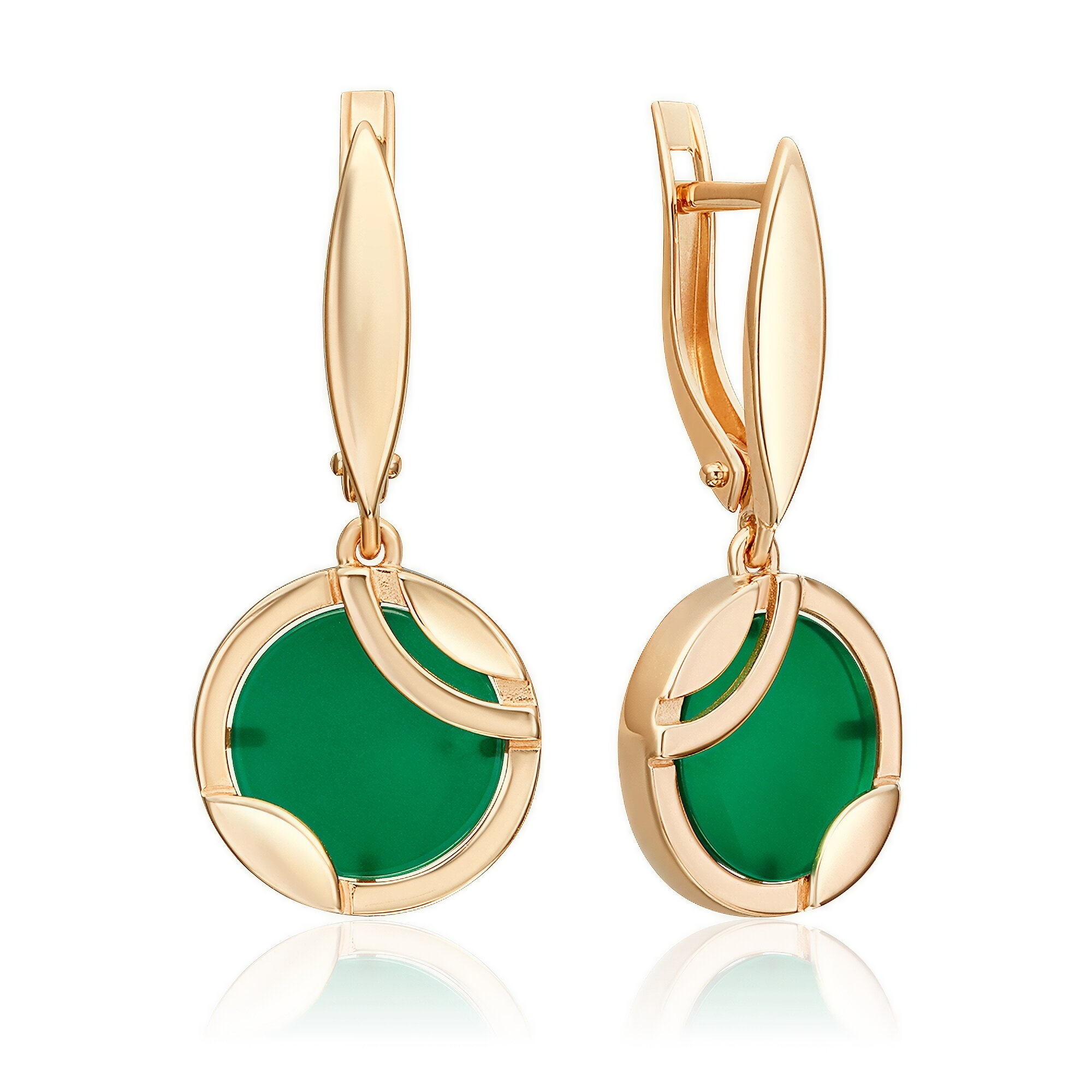 Серьги, красное золото, 585 проба, агат