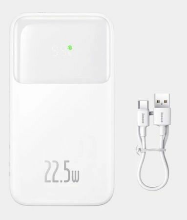 Внешний аккумулятор Baseus Comet Series Dual-Cable Digital Display Fast Charge Power Bank 20000mAh 22.5W - White