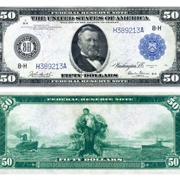 США 50 долларов 1914 года тип А, сувенирная копия, банкноты и купюры редкие коллекционные