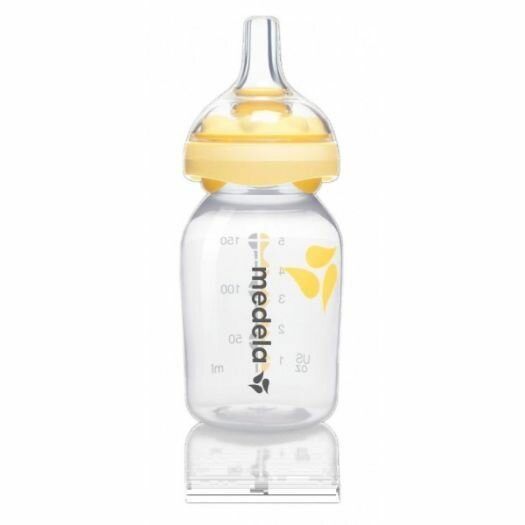 Бутылочка для кормления малыша, сбора и хранения грудного молока Medela со смартсоской Calma для детей с рождения, без бисфенола (BPA Free), 150 мл, желтая, 1 штука